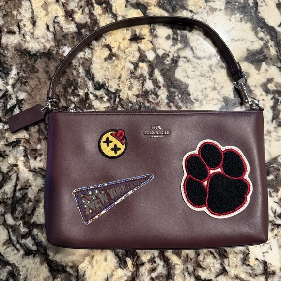 Coach | Bags | Coach Maroon Handbag With Fun Patches | Poshmark